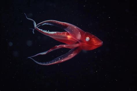 Una Imagen Espeluznante De Un Calamar Vampiro De Aguas Profundas