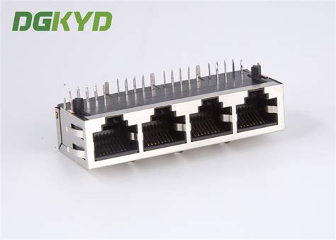 Right Angle Ganged Port Ethernet Jack RJ Multiple Port Connectors For Ethernet Cable