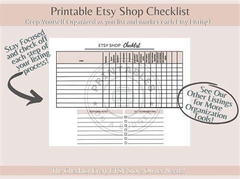 Printable Etsy Store Checklist Ultimate Checklist For Successful Shop Owners On A Budget Etsy