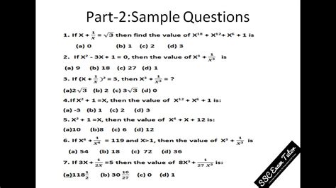 Easiest Algebra Shortcut Tricks For Ssc Part 2 Youtube