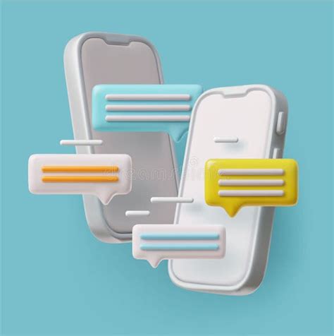 Mobile Smartphones With Speech Bubbles Chat Message 3d Vector Volume Two Phone Displays
