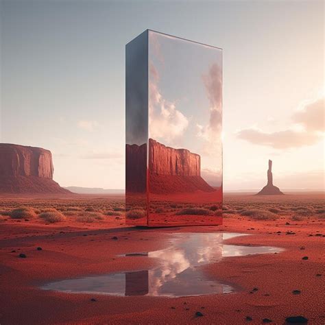 Premium Ai Image A Mirrored Structure With Reveals Design Generative Ai