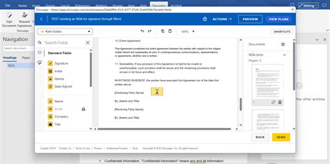 send a document with docusign for word