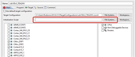 CCS TDA2HV How To Use Option Initialization Script For Multicore Processors Code Composer