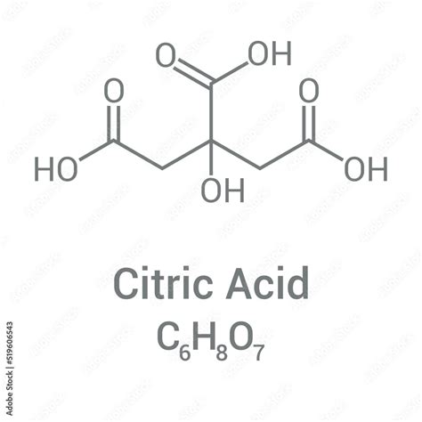 Chemical Structure Of Citric Acid C6h8o7 Stock Vector Adobe Stock
