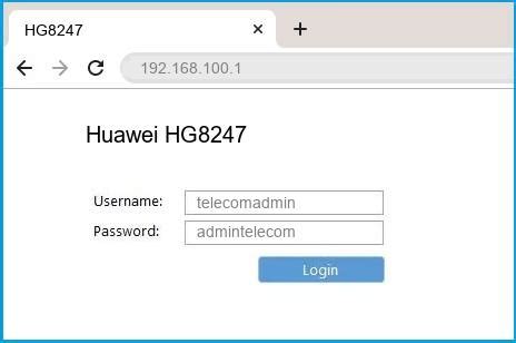 Huawei HG8247 Router Login And Password