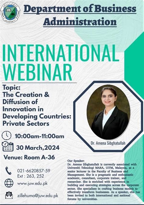 Webinar Jinnahuniversityforwomen Entrepreneurship Innovation Mahnoor Shaikh