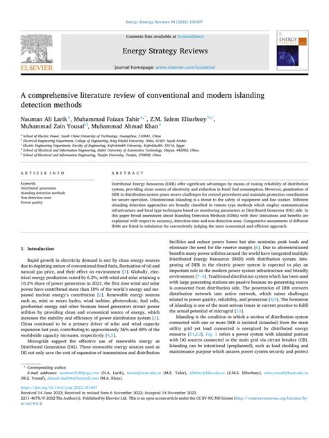 pdf a comprehensive literature review of conventional and modern islanding detection methods