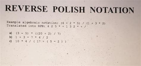 Solved Reverse Polish Notation Example Algebraic Notation