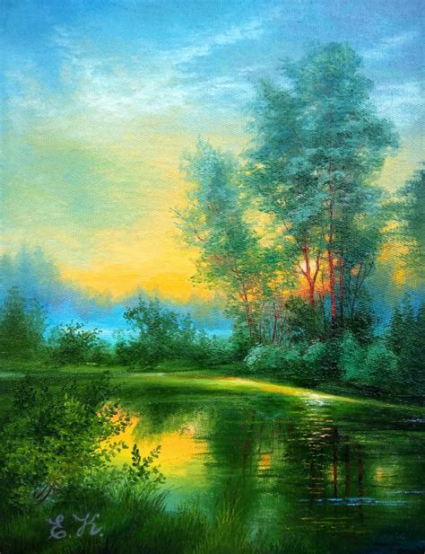 Картина маслом летний пейзаж Тишина Пейзажи Летний пейзаж Рисунки пейзажей