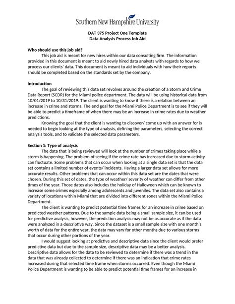 Dat 375 Project One Dat 375 Project One Template Data Analysis