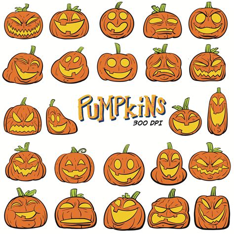 Pumpkins Halloween Jack Olantern Cartoon Pumpkin Clipart Etsy In 2024 Halloween Pumpkins