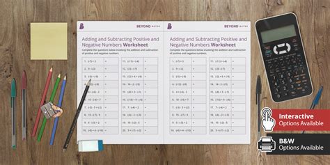 Adding And Subtracting Integers Worksheet Negative Numbers