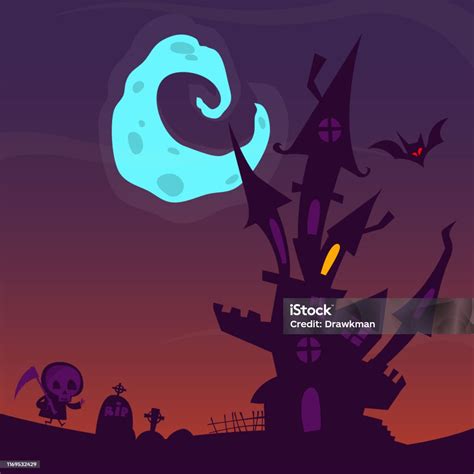 만화 무서운 유령의 집입니다 할로윈 벡터 일러스트레이션 0명에 대한 스톡 벡터 아트 및 기타 이미지 0명 가득 찬 검은색