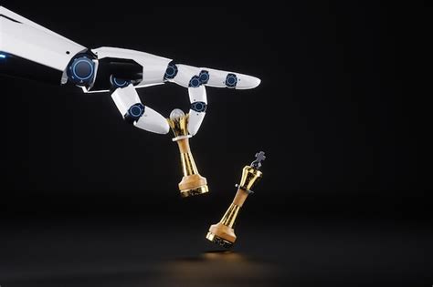 Premium Photo Robot Hand Artificial Intelligence Plays Chess Concept