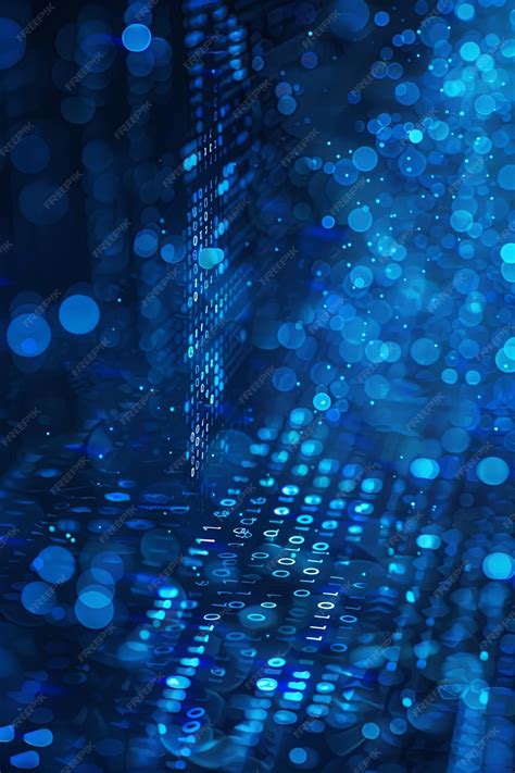 Abstract Binary Code Background With Blue Tone Bokeh Effect Digital Technology Concept Premium