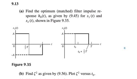 Solved 913 A Find The Optimum Matched Filter Impulse