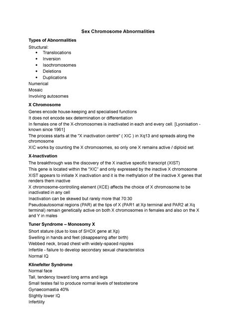 Sex Chromosome Abnormalities Lyonisation Known Since The Process Starts At The Studocu