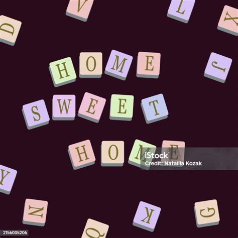 슬로건 홈 스위트 홈 사각형 칩에 글자 모음 벡터 일러스트 레이 션입니다 개념에 대한 스톡 벡터 아트 및 기타 이미지 개념