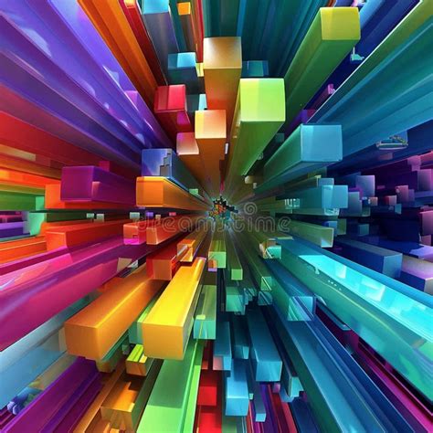 3d Vibrant Abstract Dynamic Pattern Background With Colorful 3d Rectangular Blocks Vector