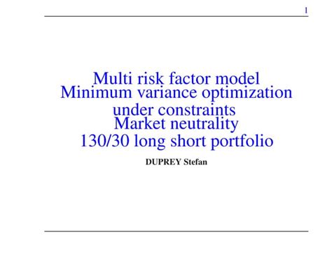 Multi Risk Factor Model Ppt