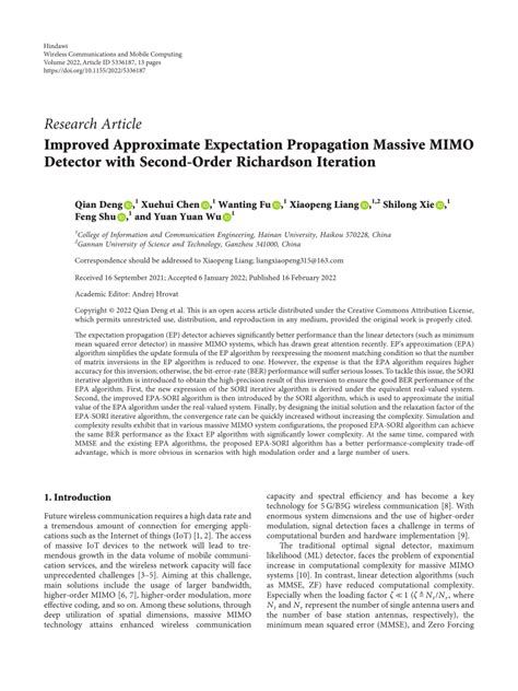 Pdf Improved Approximate Expectation Propagation Massive Mimo Detector With Second Order