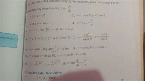 connected parametrically by the equations given in exercises 1 to 10 re