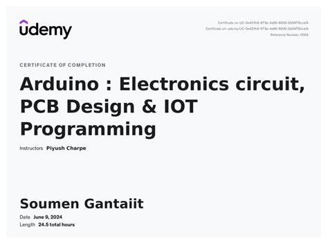 Completed An Insightful Course On Arduino And Embedded System Engineering Soumen Gantait