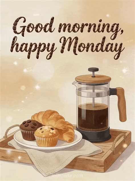 Good Morning Happy Monday Coffee Free Greeting Card ☕ Joliecarte