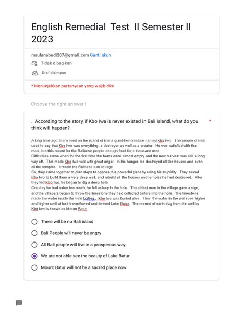 English Remedial Test Ii Semester Ii 2023 Pdf