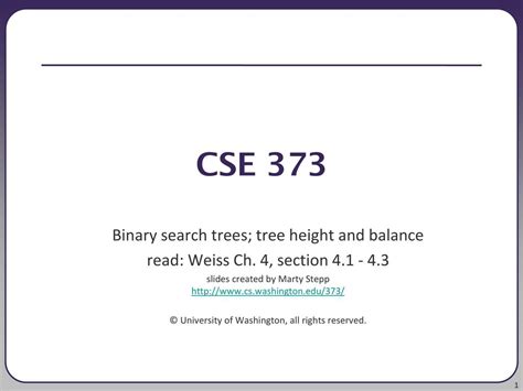 Cse 373 Binary Search Trees Tree Height And Balance Ppt Download