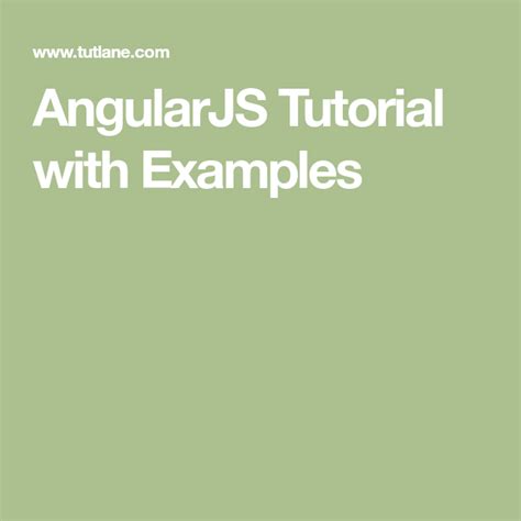 Angularjs Tutorial With Examples Tutorial Online Tutorials Example