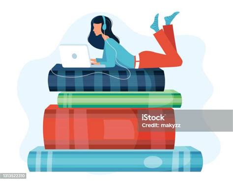 온라인 과정 거리 공부 자기 교육 디지털 라이브러리의 개념 그림 E러닝 배너 온라인 교육 플랫 스타일의 벡터 일러스트레이션 0명에 대한 스톡 벡터 아트 및 기타 이미지