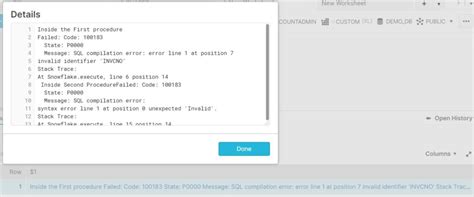 Stored Proc Error Logging Unload To Stage Cloudyard