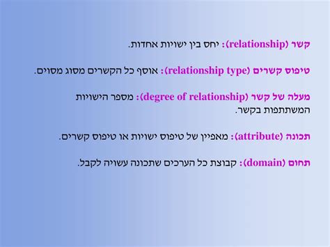 PPT מודל ישויות קשרים entity relationship ER PowerPoint Presentation ID 675116