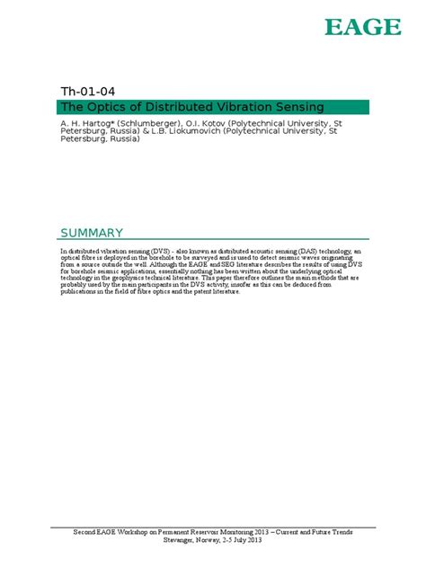 The Optics Of Distributed Vibration Sensing Pdf Coherence Physics