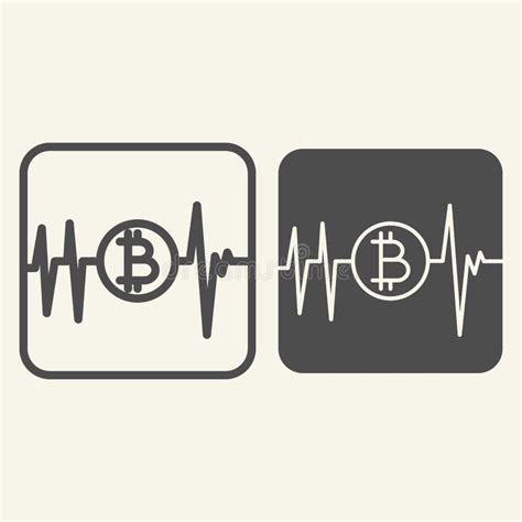 Pulse Bitcoin Line Icon Cryptocurrency Chart Vector Illustration Isolated On White Stock Vector