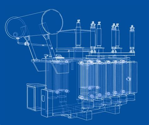 Power Three Phase Transformer Isometric Blueprints