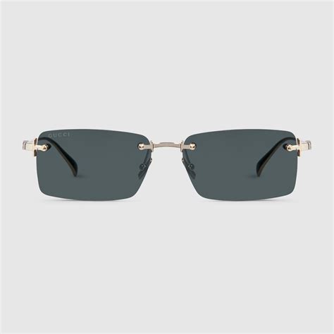 Rectangular Frame Sunglasses In Light Gold Gucci® Us