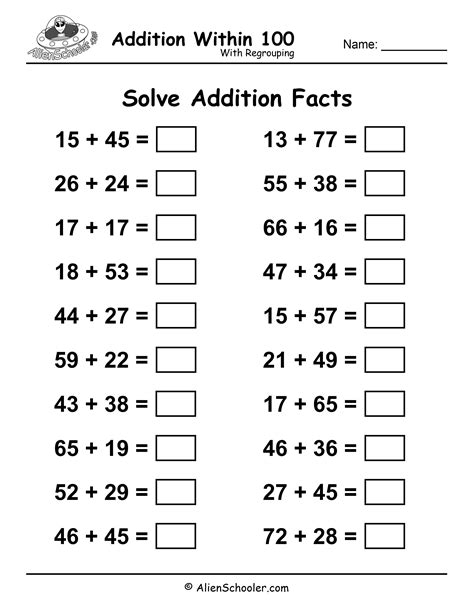 Adding Within 100 Worksheets Free Printables