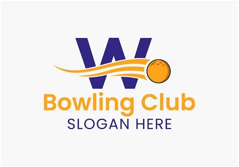 편지 W 볼링 로고 움직이는 공 벡터 템플릿이 있는 볼링 공 기호 프리미엄 벡터