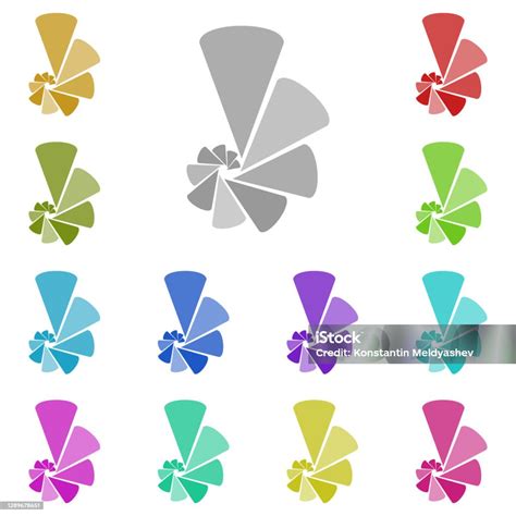 여러 색상의 윈드 로즈 디그램 아이콘 간단한 글리프 Ui 및 Ux 웹 사이트 또는 모바일 응용 프로그램에 대한 차트 및