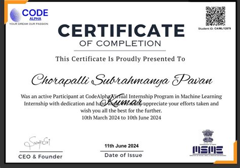 finished my internship at codealpha chorapalli pavan kumar posted on the topic linkedin