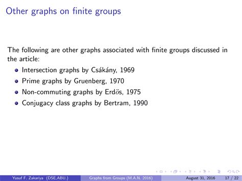 Graphs From Finite Groups An Overview Pdf Physics Science