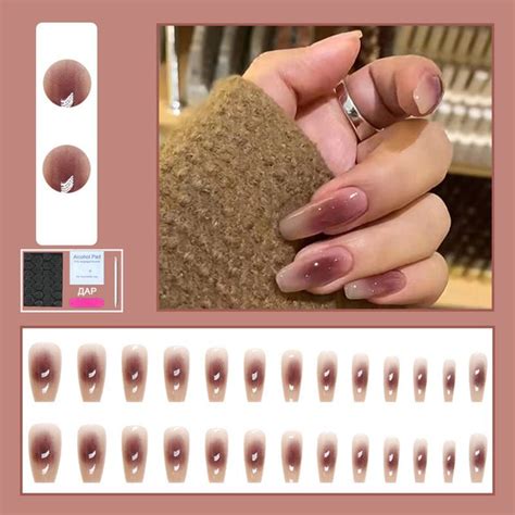 маникюр 2024 накладные ногти с клеем 24 шт Различные стили можно носить долгое время