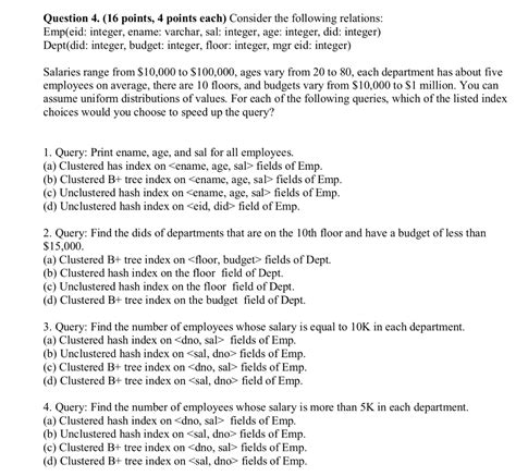 Solved Question 4 16 Points 4 Points Each Consider The Chegg Com