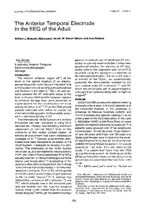 Pdf The Anterior Temporal Electrode In The Eeg Of The Adult