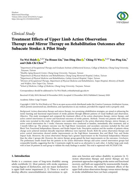 Pdf Treatment Effects Of Upper Limb Action Observation Therapy And Mirror Therapy On