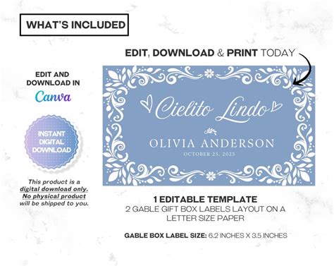 Editable Cielito Lindo Gable Box Label Blue Cielito Lindo T Box