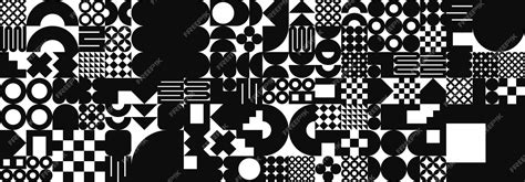 단순한 모양을 가진 잔인한 기하학적 텍스처 원시적인 요소와 형태를 상징하는 바우하우스 레트로 프리미엄 벡터